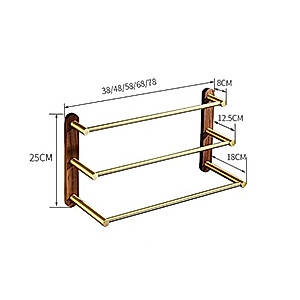 Prylio Towel Bar for Bathroom 304 Stainless Steel Multilayer Towel Rack Wall Mounted Towel Rail 3 Bars Bath Towel Holder for Bathroom and Kitchen Towel Rack (Size : 38cm)