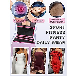 Shineqin Waist Trainer for Women Waist Trimmer Lower Belly Fat Tummy Wrap Belt Plus Size Waist Wraps for Stomach Black