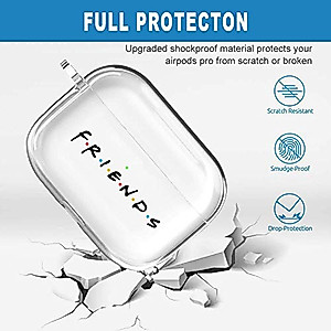 Friends Airpods Pro Clear Case,Friends Tv Show Merchandise,AirPods Pro Clear Case Protective Cover Skin - Clear Premium Hard Shell Accessories Compatible with Apple AirPods Pro (Friends)