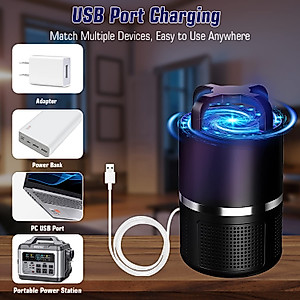 PUBAMALL Indoor Insect Trap, Bug Zapper Indoor, Catcher & Killer for Mosquitos, Gnats, Moths, Fruit Flies, Fruit Fly Traps for Home - Fly Traps Indoor with Suction 02, Black