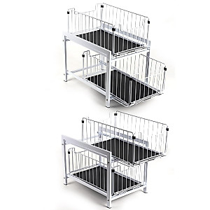 IIF Under Sink Organiser White 2 Tier Sliding Basket Drawers Storage Organisation Pull out Sink Shelf Cabinet Rack for Bathroom Kitchen Pantry