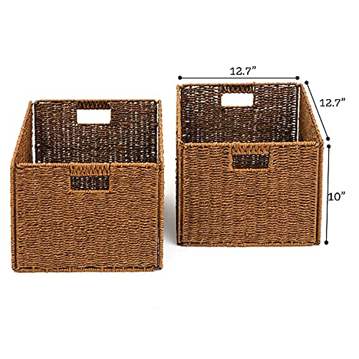 Foldable Storage Basket with Iron Wire Frame By Trademark Innovations (Set of 2)