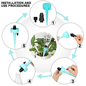 ENIVING 12PCS Automatic Watering Device, Plant Self Watering Spikes With Slow Release Control Valve Switch Plant System Adjustable Water Volume Drip System for Vegetable Gardens, Lawn，Flower Beds