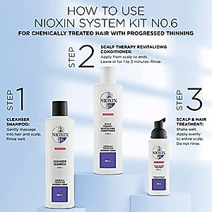 Nioxin System Kit 6, Strengthening & Thickening Hair Treatment, For Bleached & Chemically Treated Hair with Progressed Thinning, Trial Size (1 Month Supply)