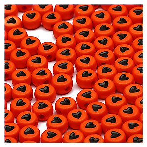 NHBT YU 4 * 7mm Multicolor Acrylic Heart Beads Round Flat Loose Spacer Beads for Jewelry Making Handmade Charm DIY Accessories Wholesale T87 (Color : Orange, Item Diameter : 200pcs)