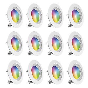 INFIBRITE 4 Inch Smart Recessed Light, Color Changing and Tunable White, WiFi Retrofit LED Downlight E26 Base, No Hub, Works with Alexa and Google, Dimmable, 810LM, CRI90, RGBCW, Wet Rated (12 Pack)