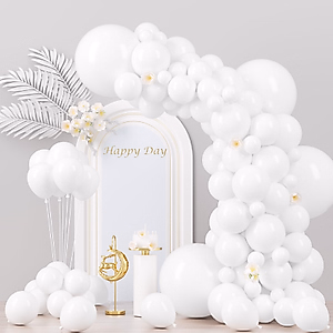 Voircoloria 130pcs White Balloons Different Sizes 18" 12" 10" 5" Party Latex Balloons for Birthday Baby Shower Graduation Wedding Anniversary Party Decorations