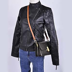 VanEnjoy Genuine Leather Adjustable Purse Strap Replacement for Crossbody Handbag - 0.71" Wide,51" Long (Khaki)