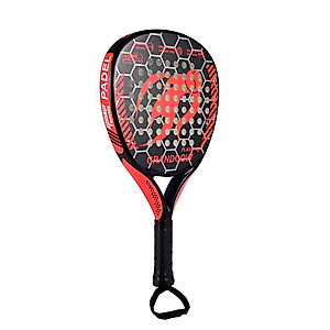 GRANDCOW Padel Racket Padel Racquet Carbon Fiber Surface with EVA Memory Flex Foam Core Diamond Shape POP Tennis Paddle Rackets (Strong Red)