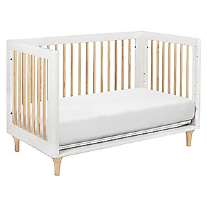 Babyletto Lolly 3-in-1 Convertible Crib with Toddler Bed Conversion Kit in White and Natural, Greenguard Gold Certified