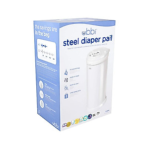 Ubbi Steel Odor Locking, No Special Bag Required Money Saving, Awards-Winning, Modern Design, Registry Must-Have Diaper Pail, White