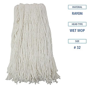Boardwalk BWK2032RCT No. 32 Rayon Cut-End Wet Mop Head - White (12/Carton)