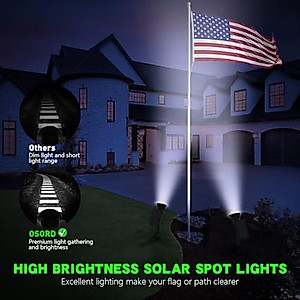 OSORD Solar Lights Outdoor, Waterproof 18 LED 2-in-1 Solar Spot Lights Dusk to Dawn Solar Landscape Spotlights Bright Solar Uplight Adjustable Solar Panel for Flag Pole Garden Yard, 4pack(Cool White)