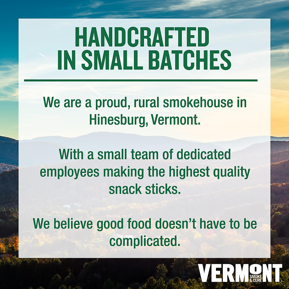 Snack Sticks by Vermont Smoke & Cure – Original Flavor – Beef & Pork – Healthy Meat Protein – 1oz Jerky Stick – 24 count carton