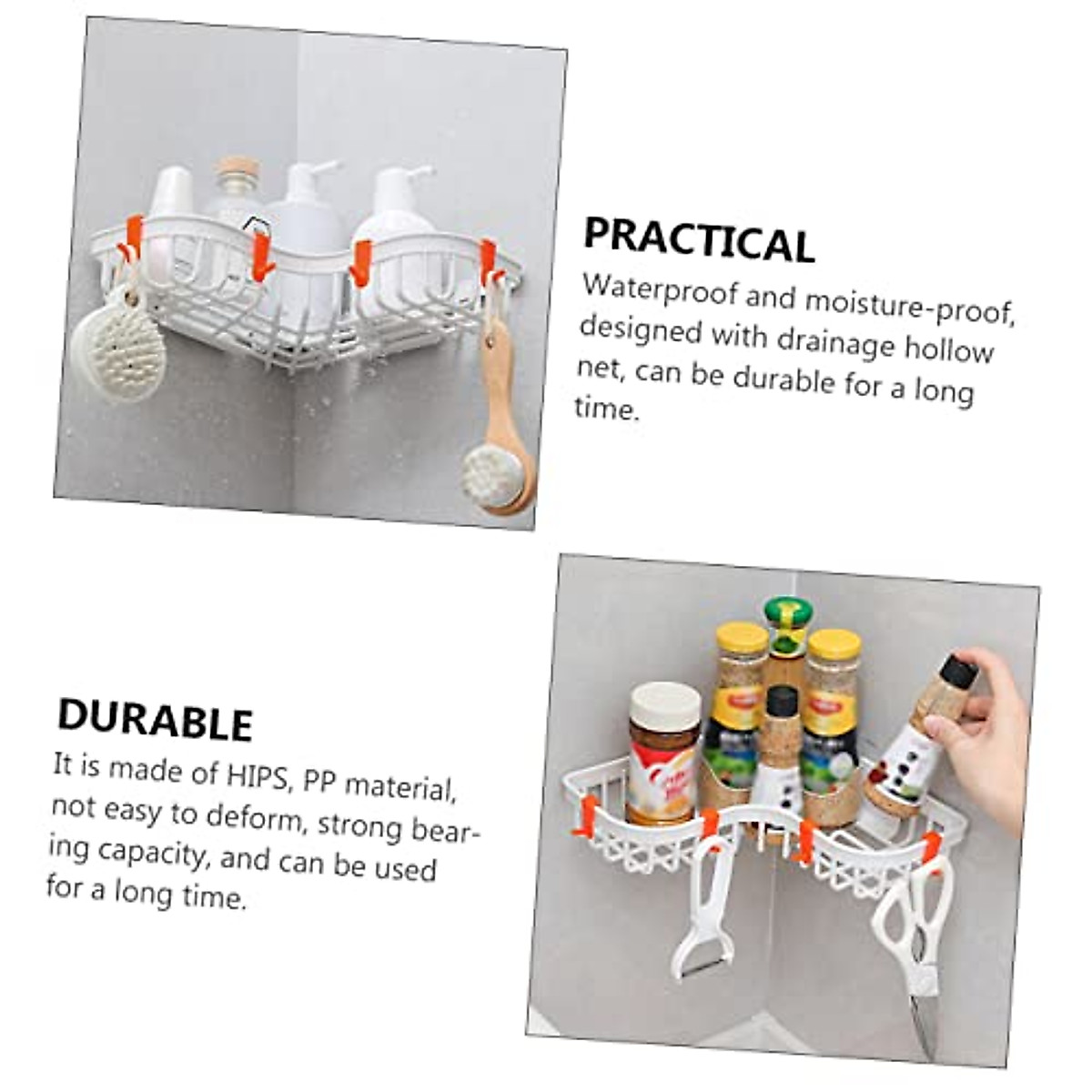 Veemoon 2pcs Shelf Corner Shelves Wall Mounted Storage Shelves Adhesive Bathroom Shower Rack With Hook Pp Organizer