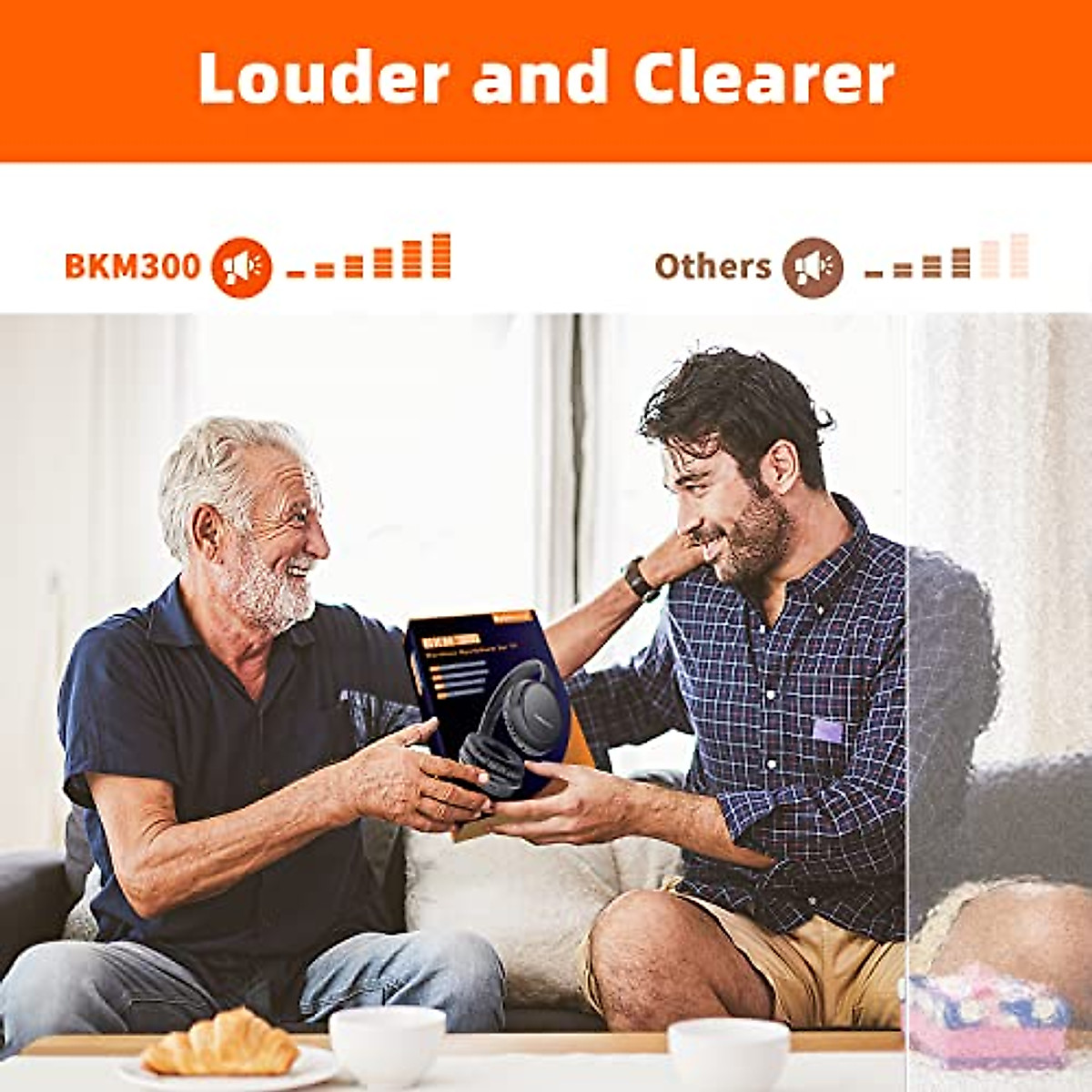 Wireless Headphones for TV Watching, BKM300 Wireless TV Headphones with Bluetooth USB Transmitter, Simple Operation, 165ft (50m) Wireless Range, No Static & No Delay