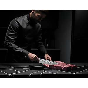 WIZEKA Damascus Knife Set 3 PCS,Super Sharp Kitchen Knife Set Made of Japanese Steel VG10,Full Tang Professional Chef Knife Set With G10 Ergonomic Handle