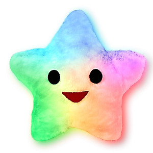 FlashingBlinkyLights Happy Star Light Up Pillows with Auto-Off Slow Color Changing LEDs