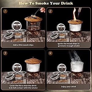 Cocktail Smoker Kit with Wood Chips - Old Fashioned Chimney Drink Smoker Set for Infuse Cocktails, Whiskey & Bourbon, Ideal Gifts for Men, Boyfriend, Husband, Dad