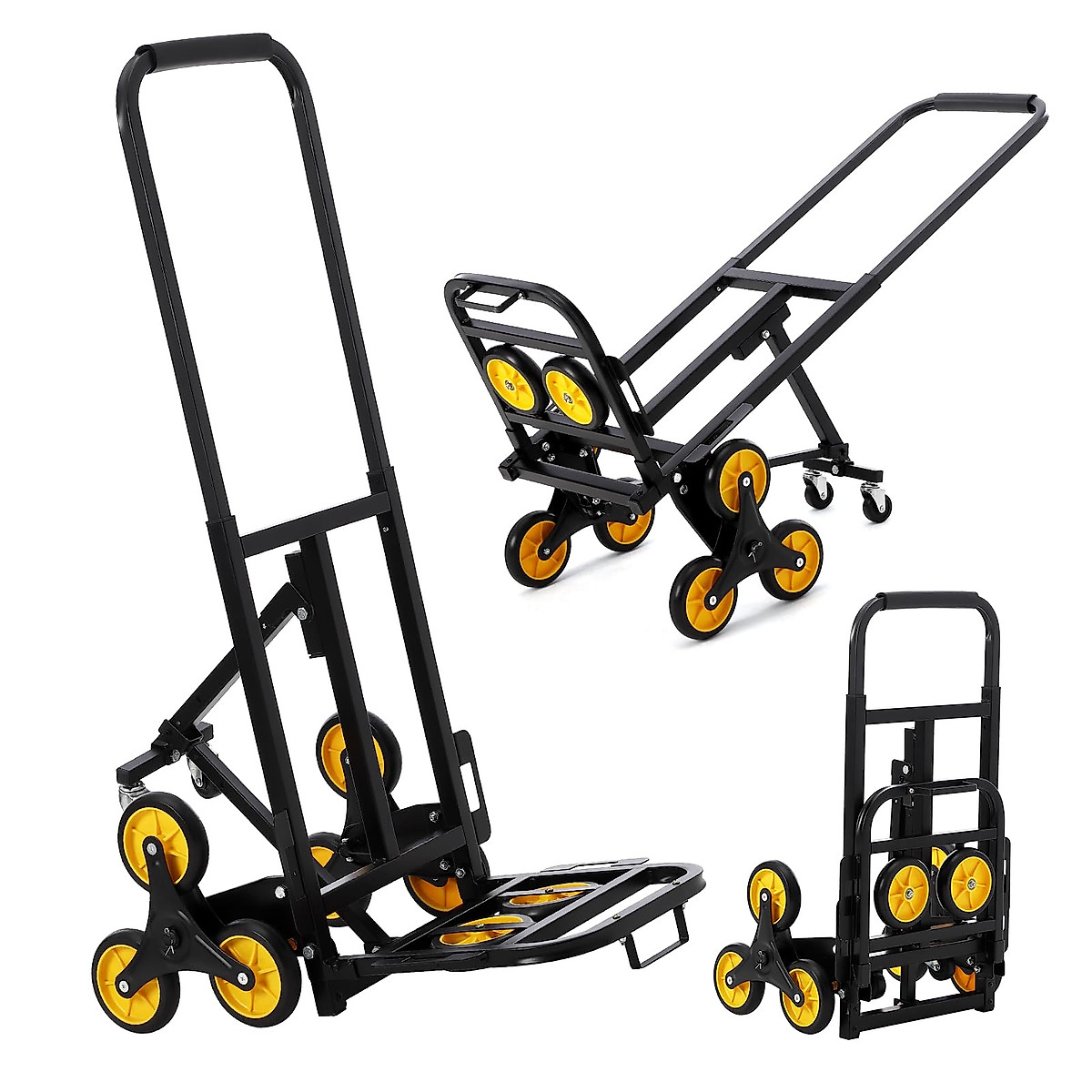 GarveeTech Stair Climber Hand Truck and Dolly, 330 lbs Heavy Duty Trolley Cart Folding Grocery Cart Dolly cart Hand Truck with Telescopic Handle & 10 Wheels for Shopping, Moving, Office