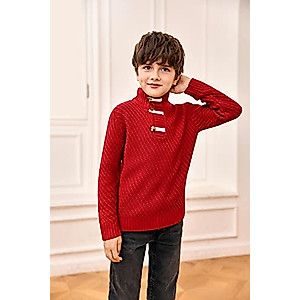 Makkrom Toddler Sweater Baby Boy Girl Turtleneck Cable Knit Sweaters Long Sleeve Christmas Outwear Spring Fall Winter Red