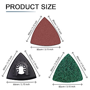 VRKET 133PCS oscillating Tool Sanding Pads kit,125sandpaper, 2 Triangular Sanding Pads and 6 Triangular Scrubbing Pads for Surface Sanding,Mechanical Maintenance Cleaning, polishing, deburring