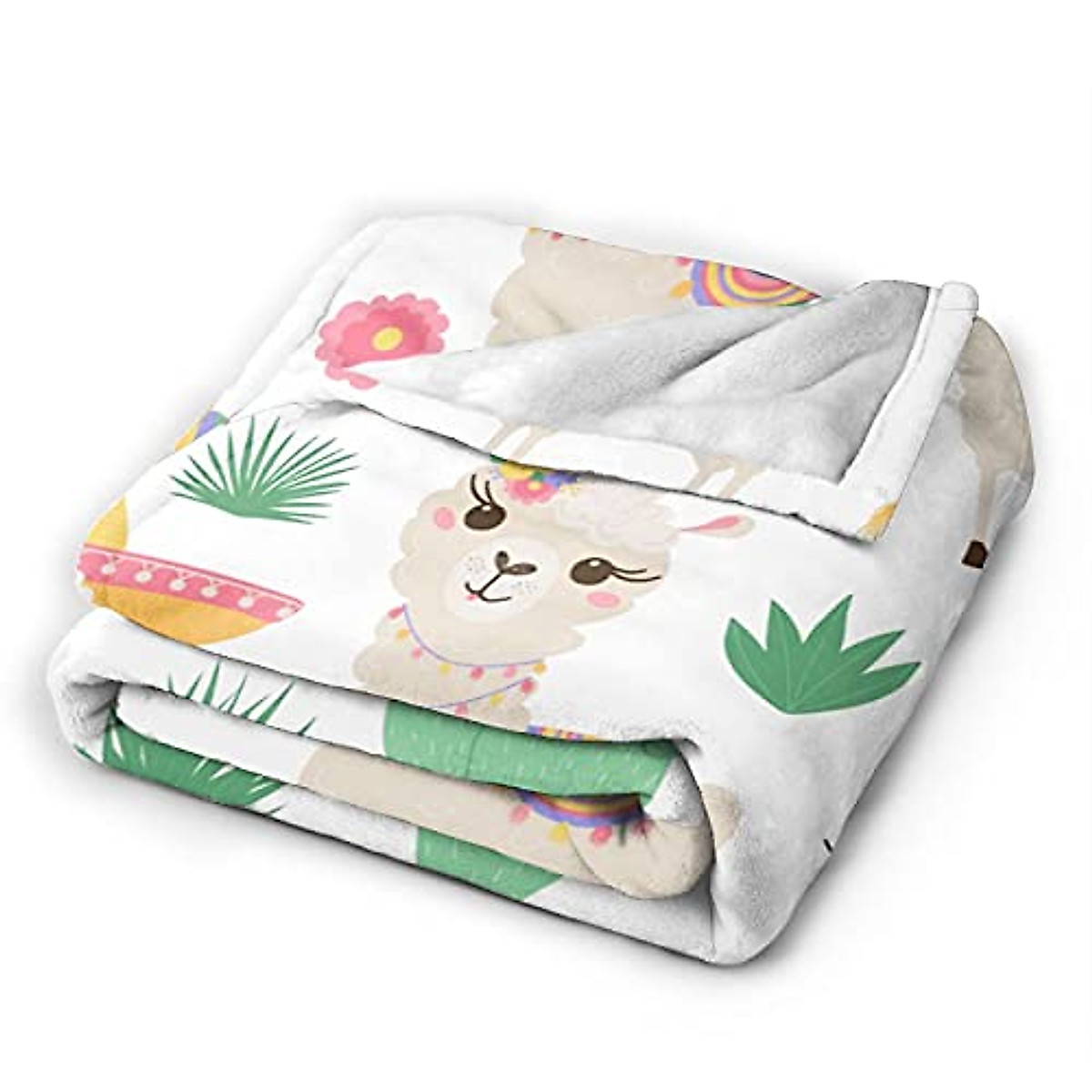 Gadimen Llama Throw Blanket, Super Soft Lightweight Flannel Fleece Blankets for Bed Couch Sofa, All Season Warm Cozy Fuzzy Plush Microfiber Blanket for Hot Sleepers 50x40 inches