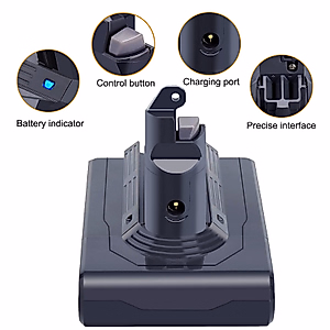 DEWQKI 21.6V 4.0Ah V6 Battery Replacement for V6 Battery Compatible for V6 DC58 DC59 DC61 DC62 DC72 DC74 Absolute Animal Motorhead Slim SV03 SV04 SV05 SV06 SV07 SV09 (V6)