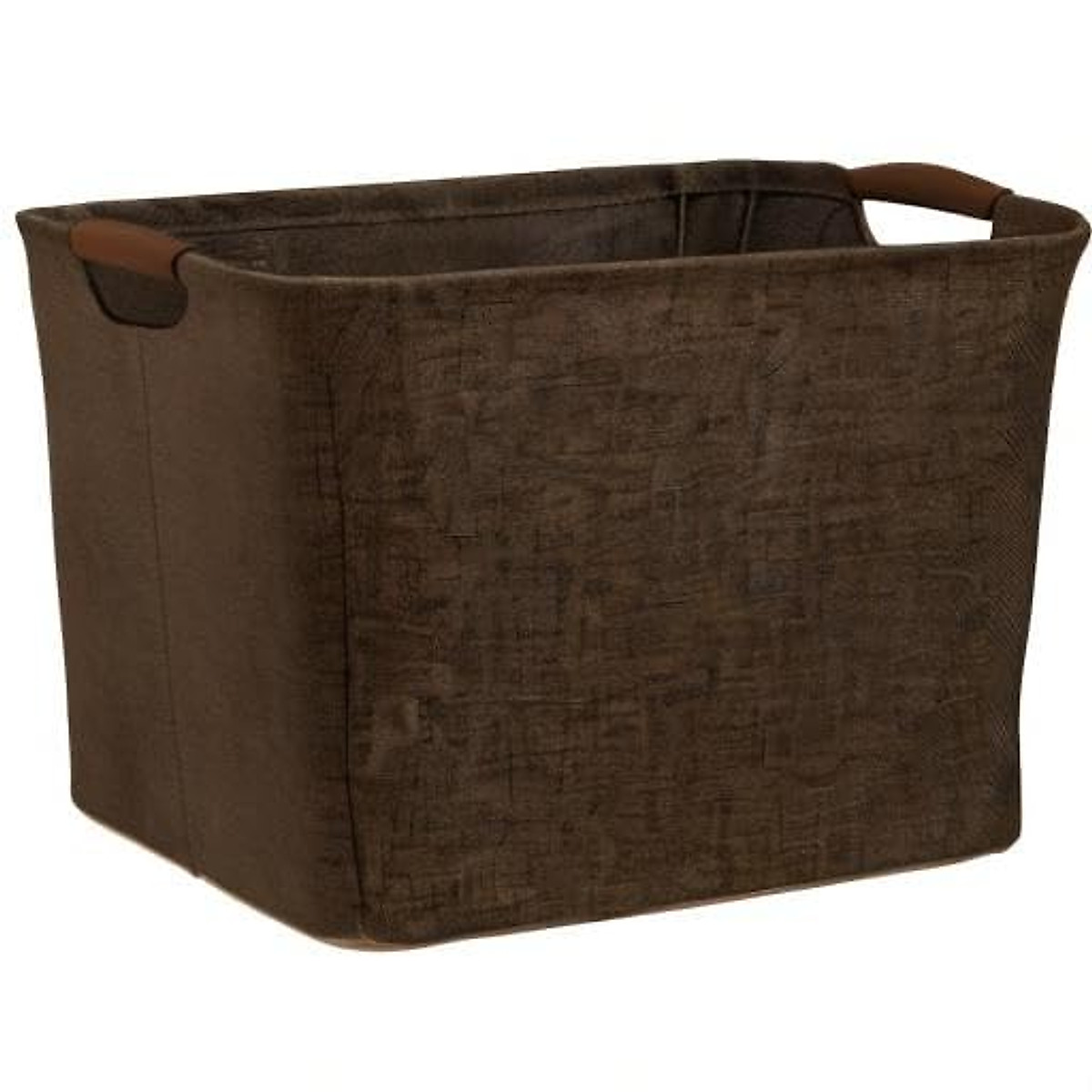 Household Essentials 601 Medium Shelf Basket with Wood Handles | Multi-Purpose Home Storage Bin | Brown Coffee Linen