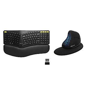 DeLUX Wireless Ergo Keyboard Mouse Combo GM902Pro and M618XSD