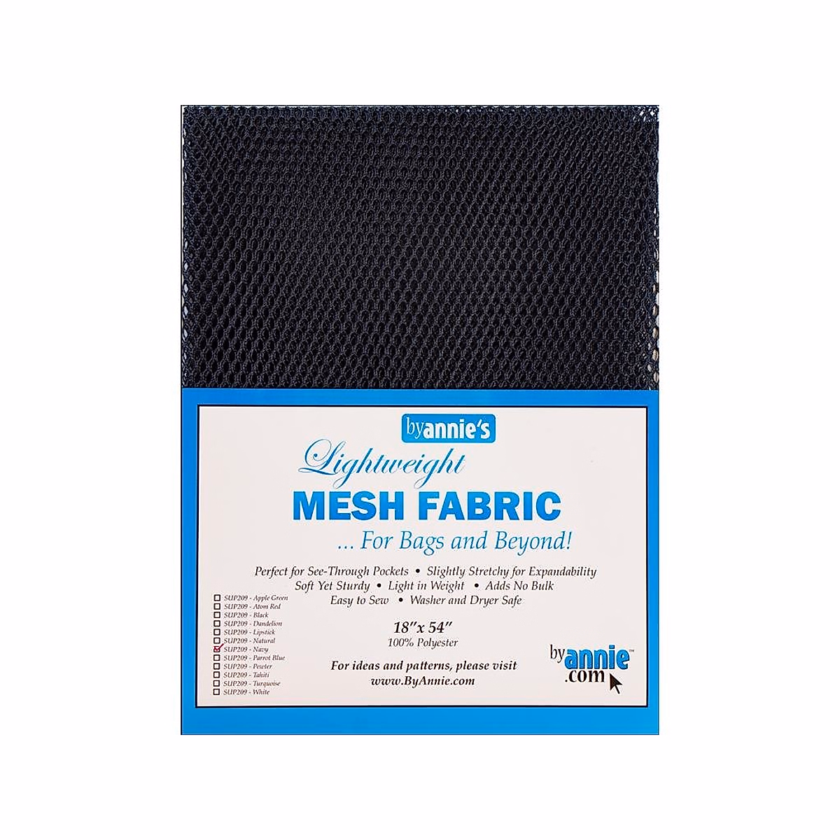 Annie SUP209-NAVY Lightweight Navy Mesh Fabric LTWT 18x54, 54 Inches