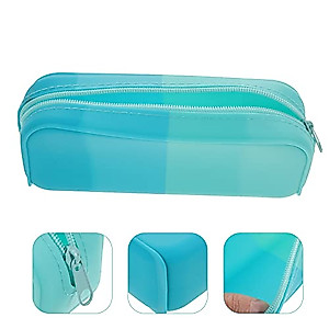 Silicone Pencil Case Pouch Bag Candy Color Pencil Case Cute Pen Case Silicone Pencil Case Small Cute Aesthetic Zipper Pencil Pouch for Travel Cosmetics Makeup Green