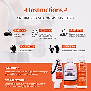 Liquid Chalk, Mess-Free Gym Chalk for Weightlifting, Sports Chalk, Gym Chalk,Work Out Chalk Liquid Fit Grip, Rock Climbing Chalk, Sweat-Resistant and Long Lasting for Stronger Grip (50ml / 1.76 OZ)