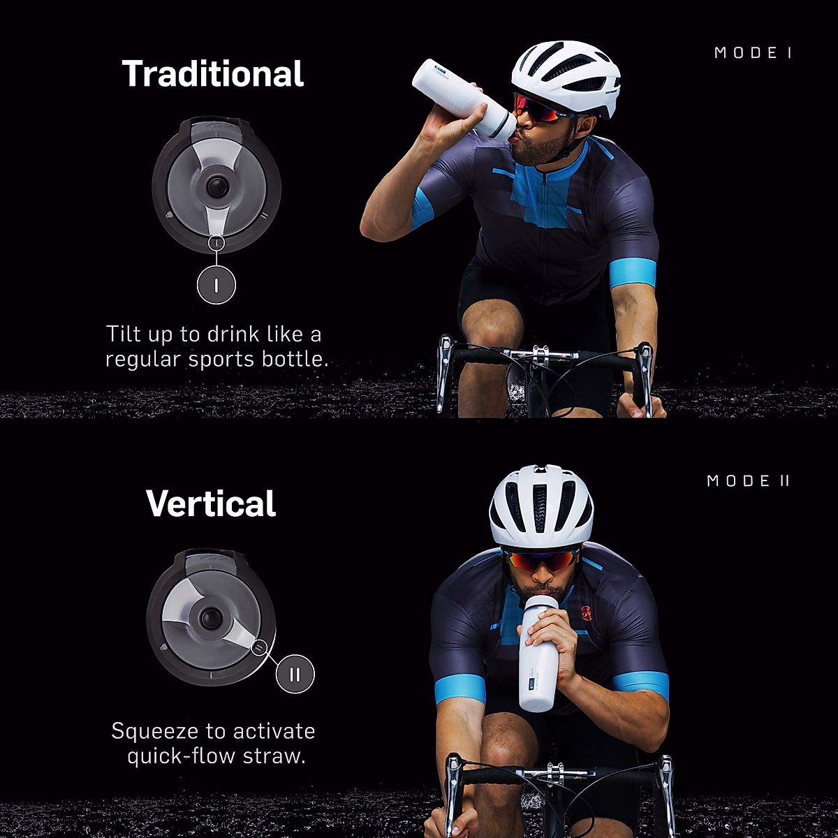 BlenderBottle Hydration Halex Insulated Squeeze Water Bottle with Straw, 24-Ounce, White