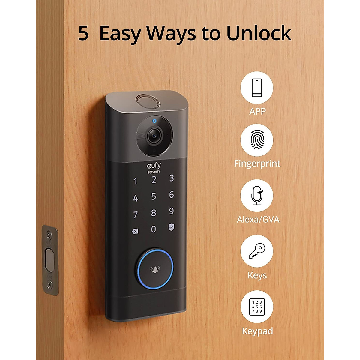 eufy Security S330 Video Smart Lock+S330 eufyCam 3 2-Cam Kit, 3-in-1 Keyless Entry Door Lock, Security Camera Outdoor Wireless, WiFi Door Lock,App Remote Control,Expandable Local Storage up to 16TB