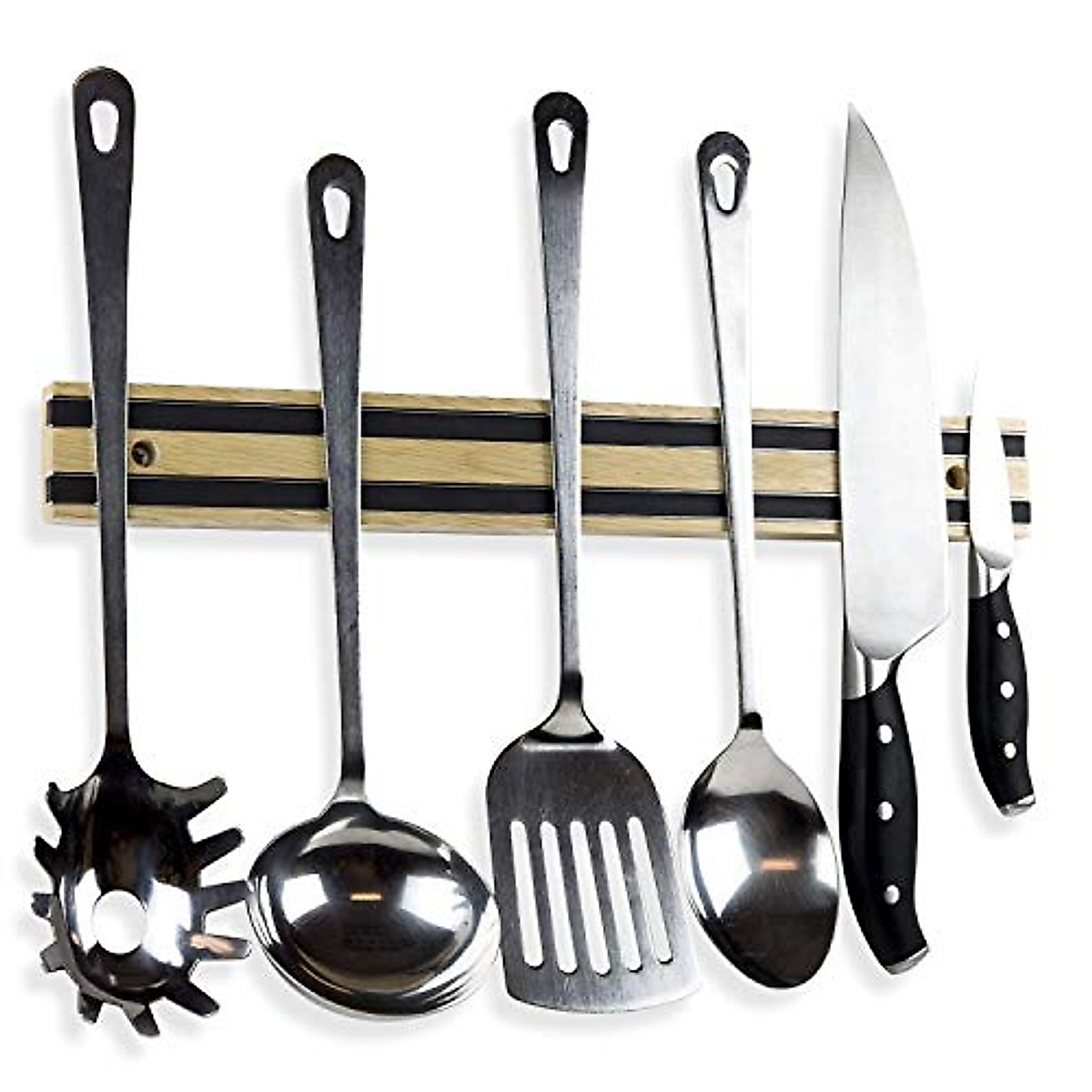 Magnetic Knife Holder Rack Bar Kitchen Utensils Organizer Heavy Duty Wood Structure Knife Strip Easy to Mount with Included Anchors and Screws 16 Inches