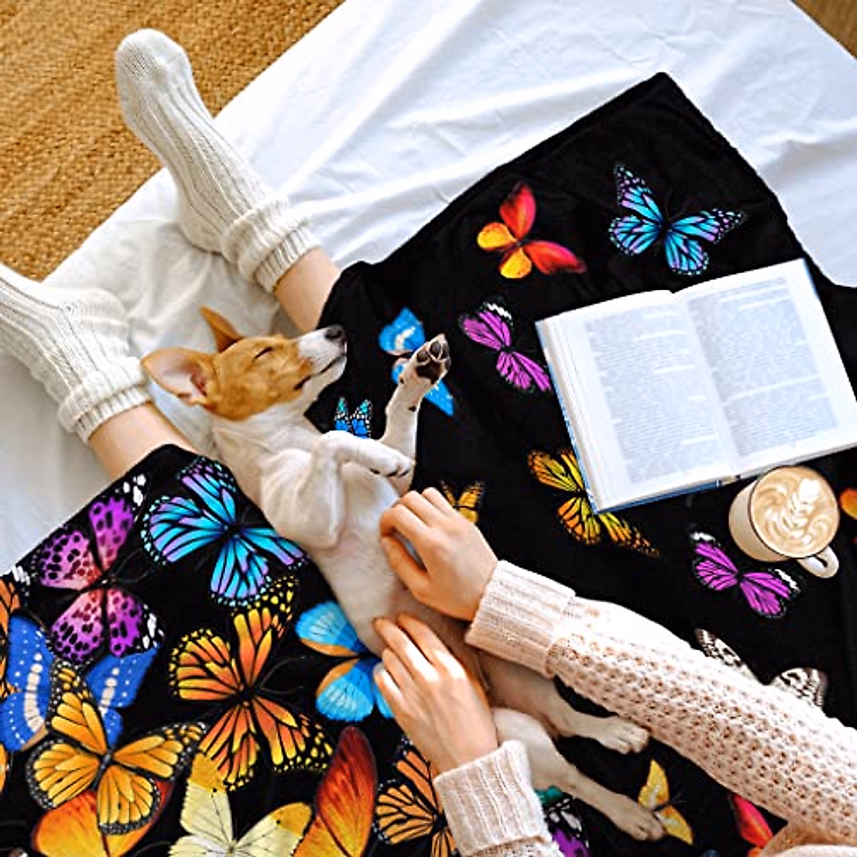 Butterfly Blanket Beautiful Butterfly Throw Blanket Ultra Soft Flannel Colorful Butterflies Blanket Gifts for Kids Adults 50"x40"