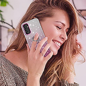 KSWOUS for Galaxy A14 5G Case with Screen Protector [2 Pack], Glitter Sparkly Bling Pink Protective Cover with Kickstand for Women Girls Slim Shockproof Case for Samsung A14 Phone Case (Pink