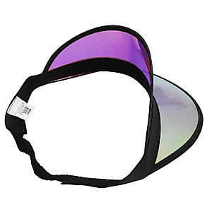 Nicky Bigs Novelties Clear Holographic Iridescent Mirrored Metallic Colored Plastic Sun Visor Tennis Beach Vegas Dealer Golf Hat, Oil Slick