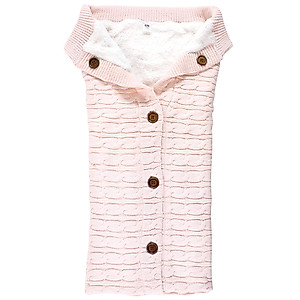 Hudson Baby Unisex Baby Sherpa Knitted Baby Lounge Stroller Wrap Sack, Blushing Bride, One Size