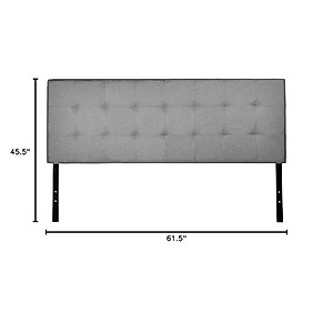 Amazon Basics Faux Linen Upholstered Tufted Headboard with Adjustable Height, King, Gray