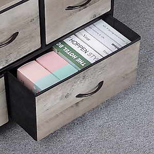 Dresser TV Stand, Grey Entertainment Center with Storage Fabric Drawers for 55" TV, Chest of Drawer Unit for Bedroom, Living Room, Hallway, Entryway, Closet