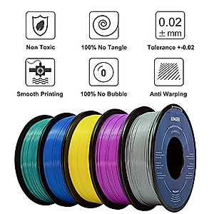 Longer PLA 3D Printer Filament, 1.75mm PLA Filament, Dimensional Accuracy +/- 0.03 mm, 1kg Spool, Black