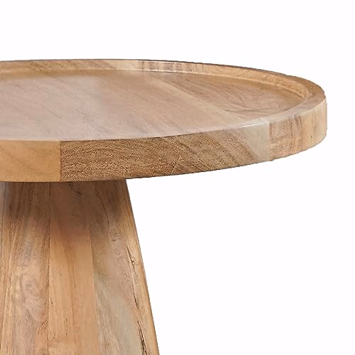 Jofran Knox Mid-Century Modern Solid Hardwood Pedestal Round Accent End Nesting Tables - Set of 3, Natural