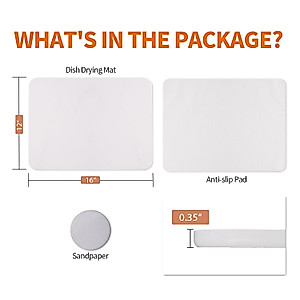 Stone Dish Drying Mat, Stone Drying Mat for Kitchen Counter, Super Absorbent Quick Drying Non-slip Heat Resistant Mat, Eco-friendly Diatomaceous Earth Mat Rack Tableware Mat (16x12”, White Marble)