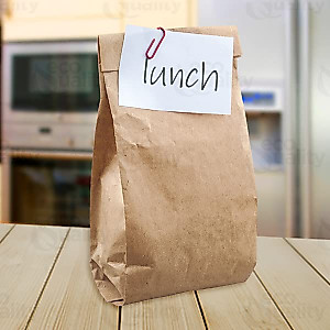 EcoQuality 100 Small Brown Kraft Paper Bag (3 lb) Small - Paper Lunch Bags, Small Snacks, Gift Bags, Grocery, Merchandise, Party Bags (4-3/4" x 2-15/16" x 8-9/16) (3 Pound Capacity)