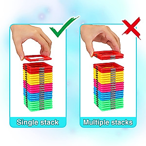 idoot Magnetic Tiles Blocks Building Toys for Kids, Magnet STEM Toys for 3+ Year Old Boys and Girls Learning by Playing Set Christmas Birthday Gifts with Storage Bags