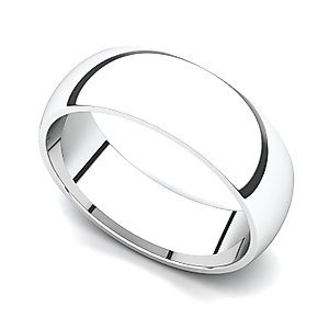 Juno Jewelry 14k White Gold 6mm Classic Plain Comfort Fit Wedding Band Ring, 9.5