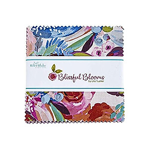 Blissful Blooms Riley Blake 5-inch Stacker by Lila Tueller, 42 Precut Fabric Quilt Squares, 5 Inches