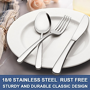 60-Piece Silverware Set for 12, Wildone Premium Stainless Steel Flatware Set, Heavy Duty Cutlery Utensil Set for Home Restaurant, Include Fork Knife Spoon Set, Dishwasher Safe